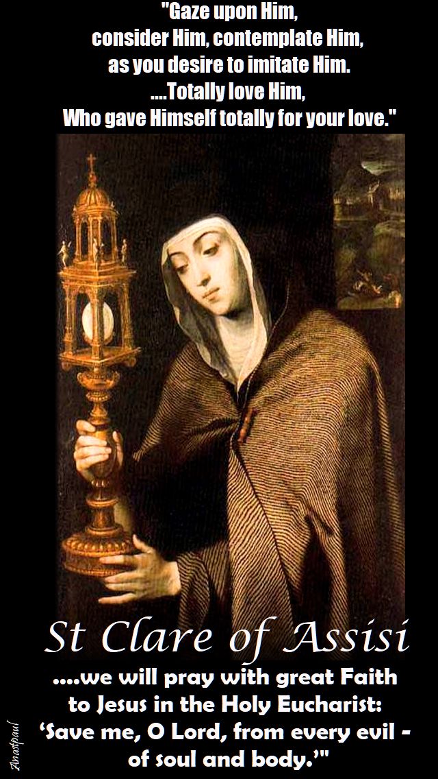 St. Clare in Love with our Eucharistic Lord | AirMaria.com